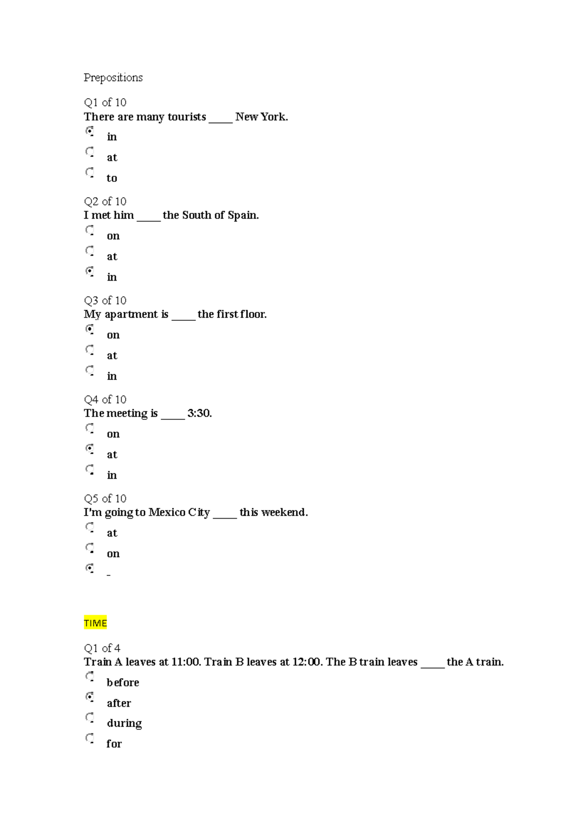 Prepositions Exercise Answer Key with Explanations - Studocu