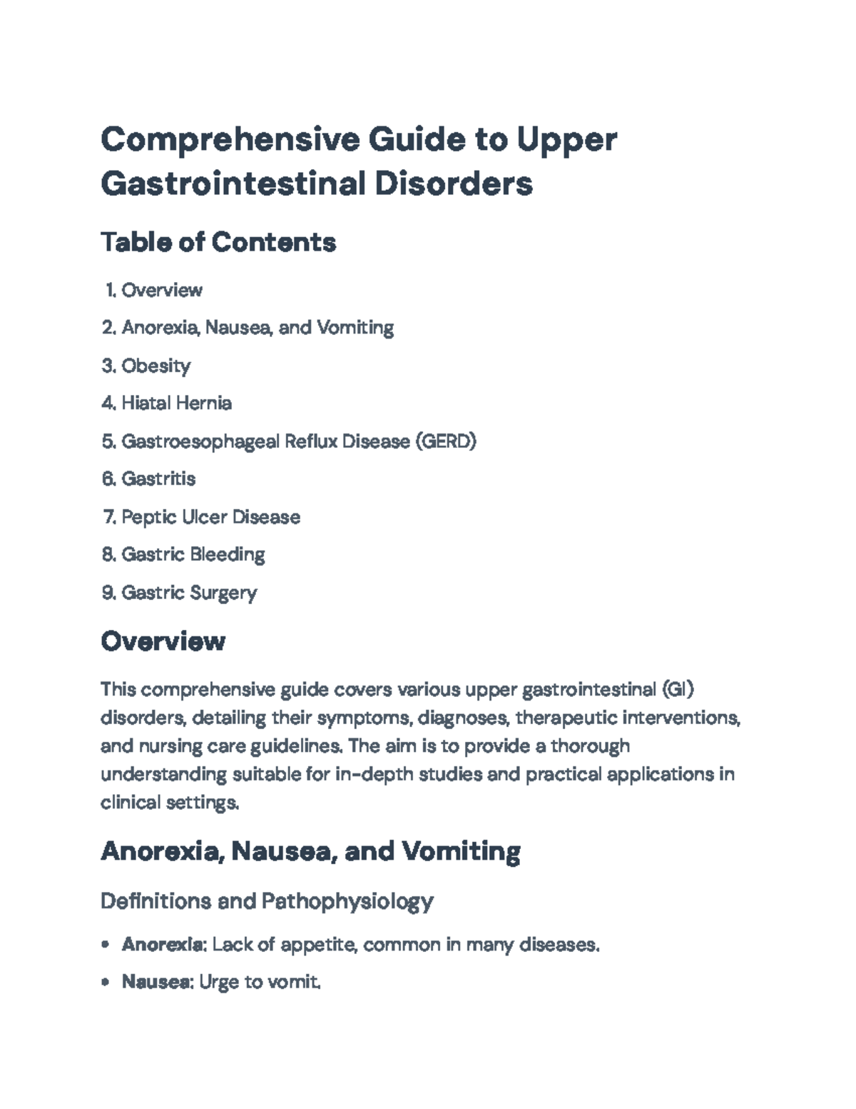 Comprehensive Guide to Upper GI Disorders and Nursing Care Guidelines ...