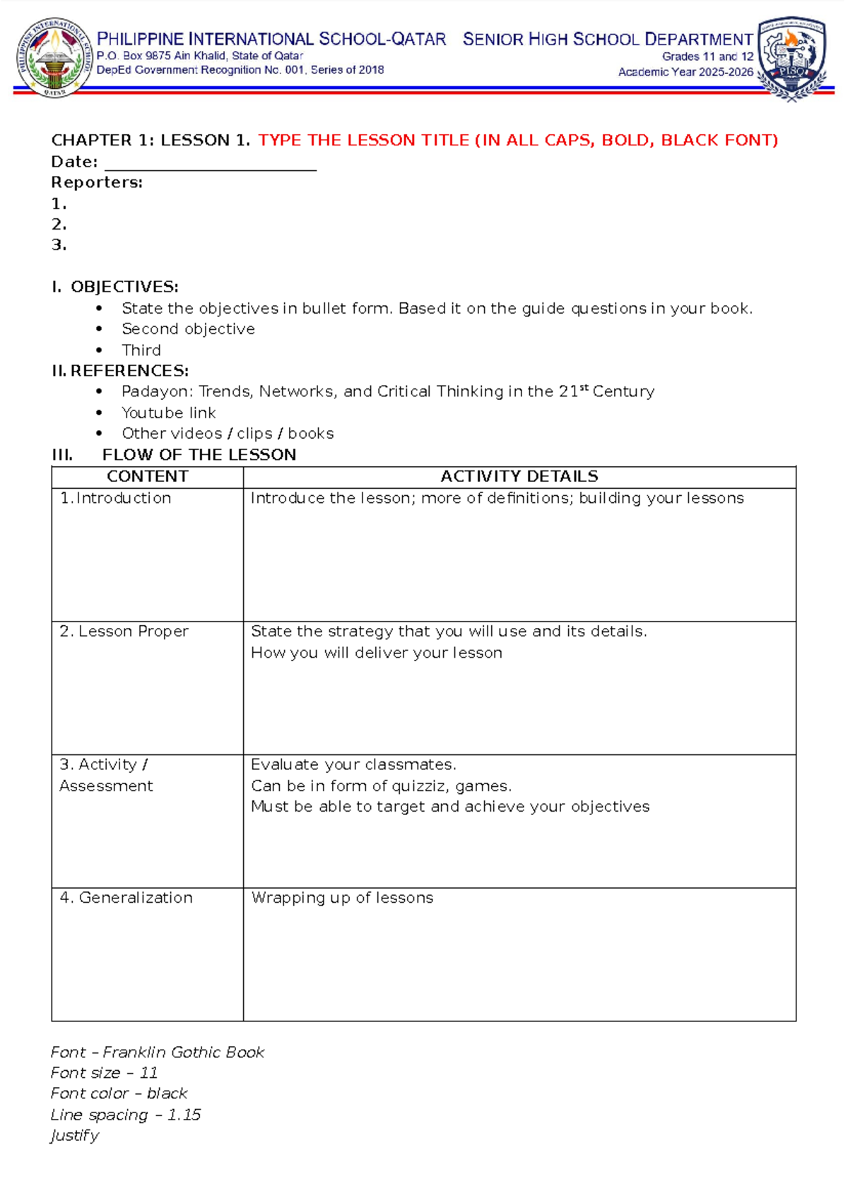 **CHAPTER 1: TRENDS LESSON REPORT TEMPLATE** - Studocu