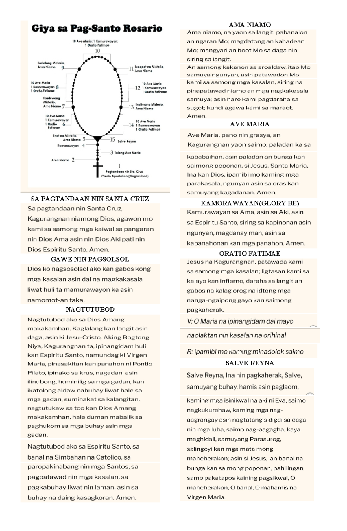 HOLY Rosary Bicol - Bachelor of Elementary Education - SA PAGTANDAAN NIN SANTA CRUZ GAWE NIN ...