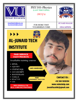 PHY101 handout complete - PHYSICS 101 AN INTRODUCTION TO PHYSICS This course of 45 video ...