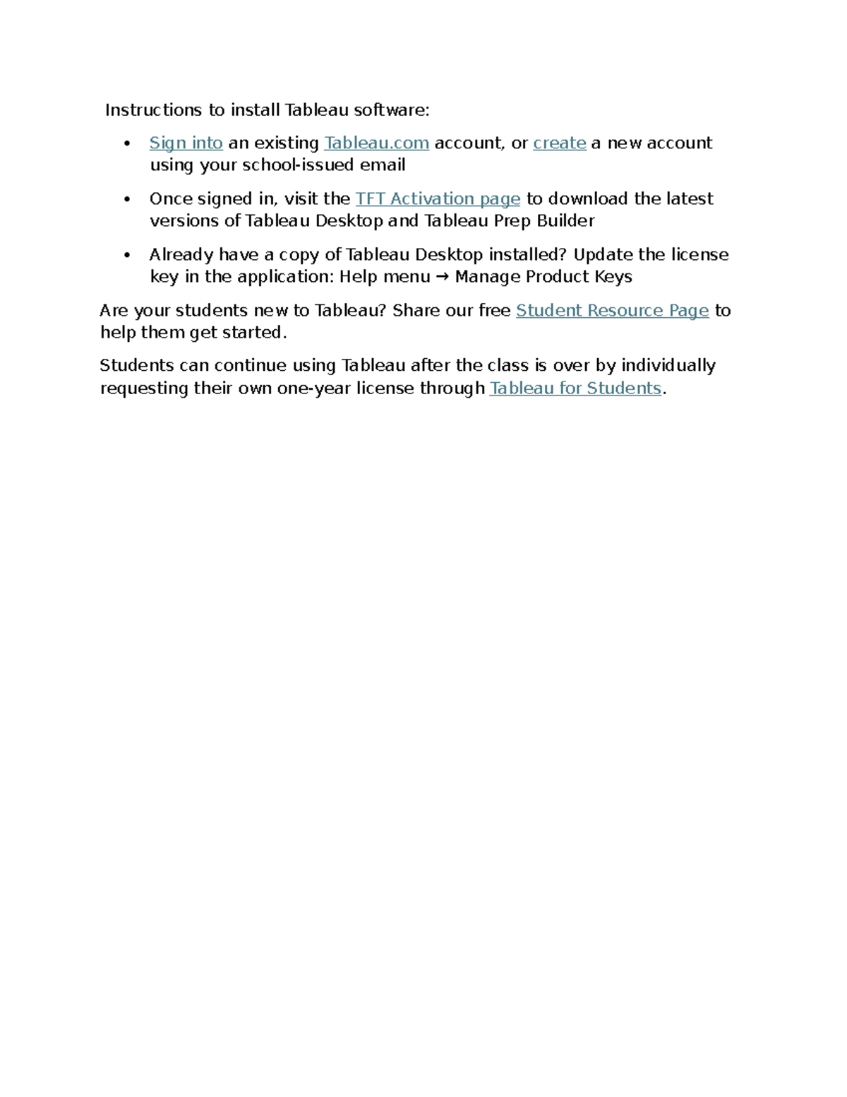 Tableau Instructions - instruction - Instructions to install Tableau ...