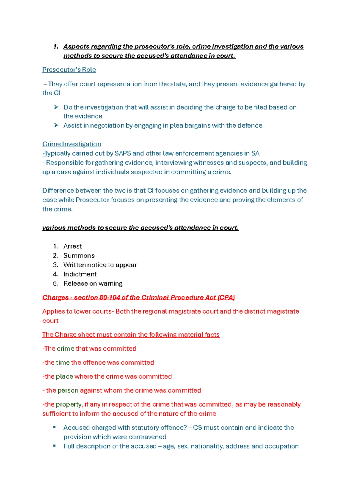 PAPER 1 & 2 BOARD EXAM CRIMINAL LAW NOTES: PROSECUTOR & TRIAL ...