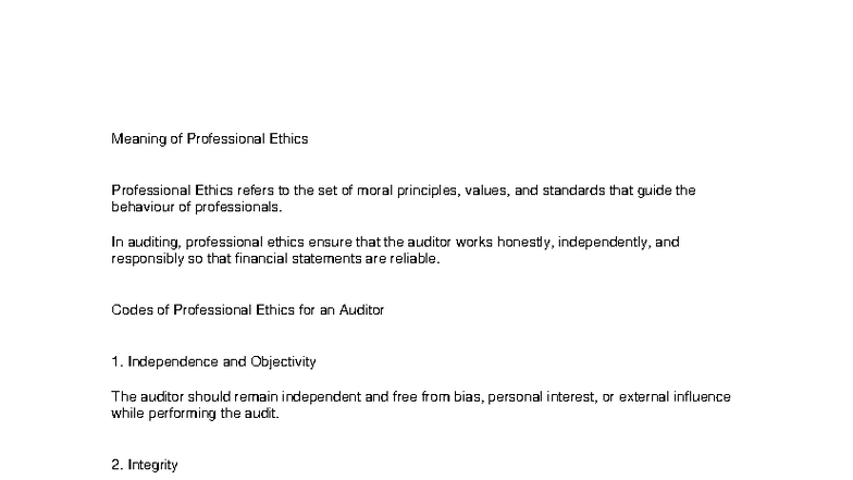 Professional Ethics in Auditing: Key Principles Explained - Studocu