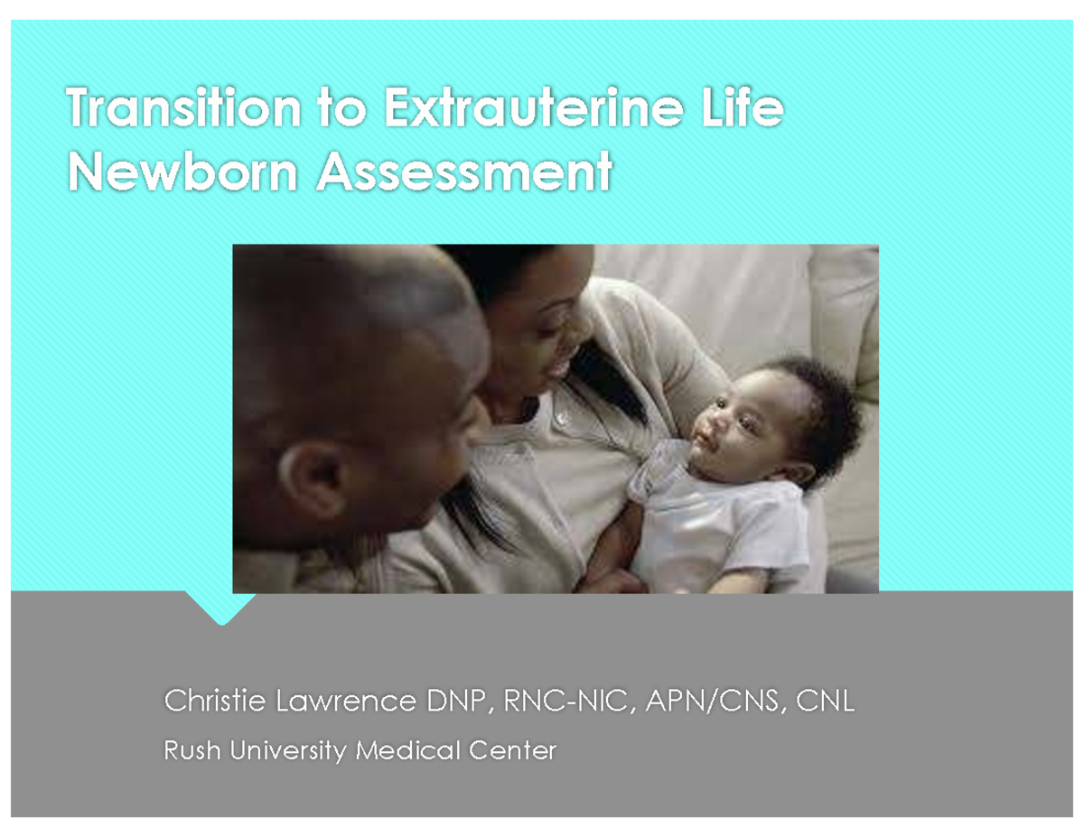 NSG 504 Newborn Assessment: Transition to Extrauterine Life 2025S - Studocu