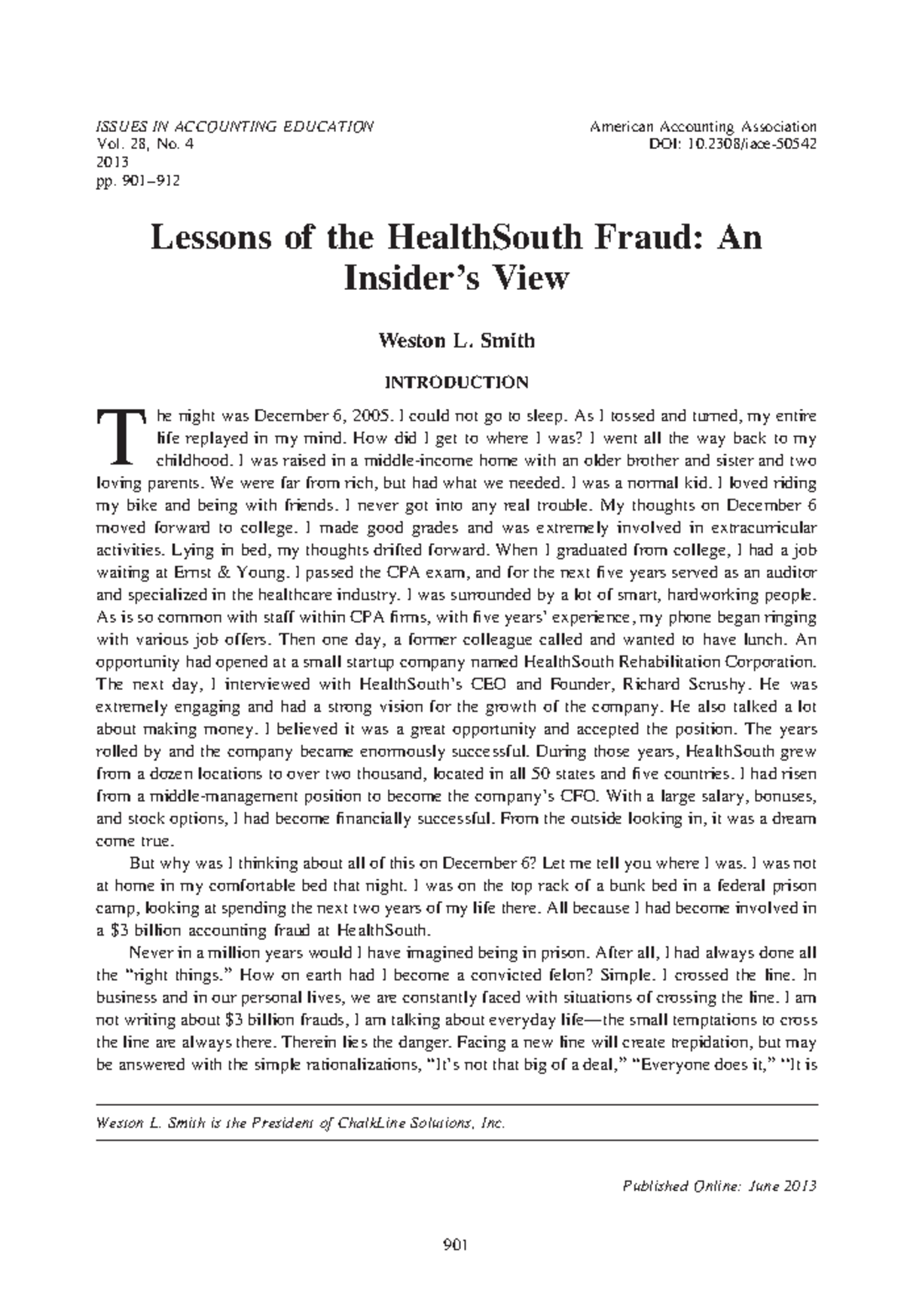 Lessons from the HealthSouth Fraud Case: Insights on Ethics and ...