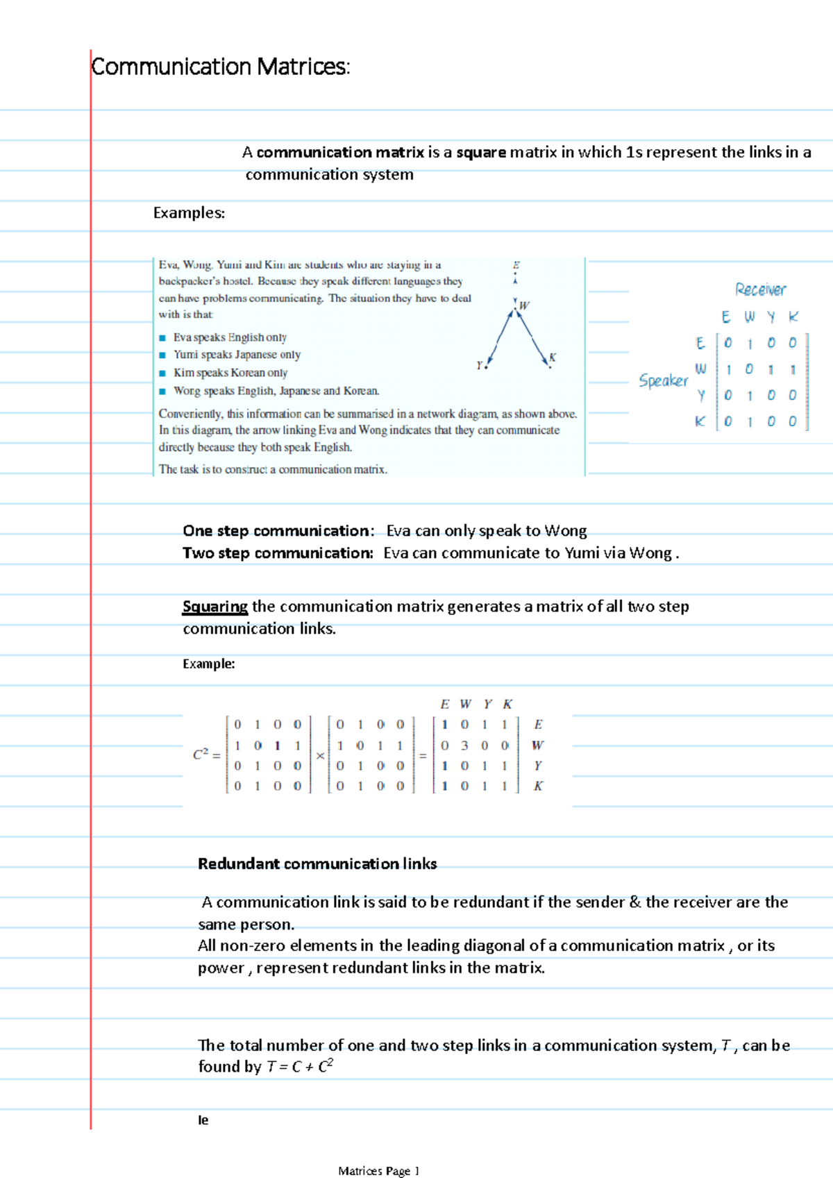 11.9 Communication Matrices - MATH1P98 - Melbourne - Studocu