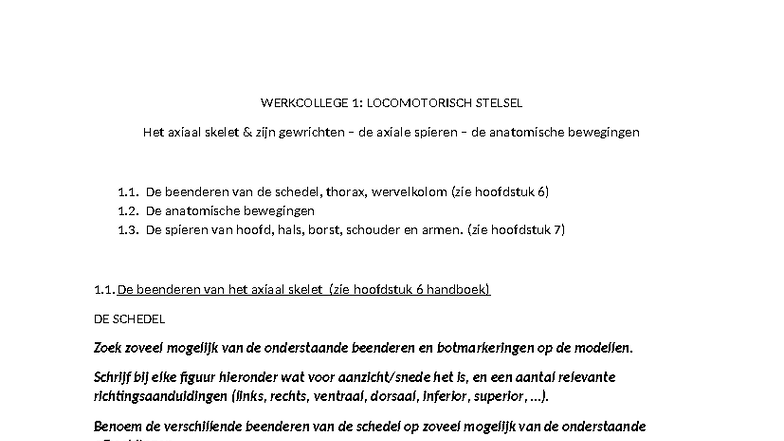 Biomedische Werkcollege 1: Axiaal Skelet en Anatomische Bewegingen ...