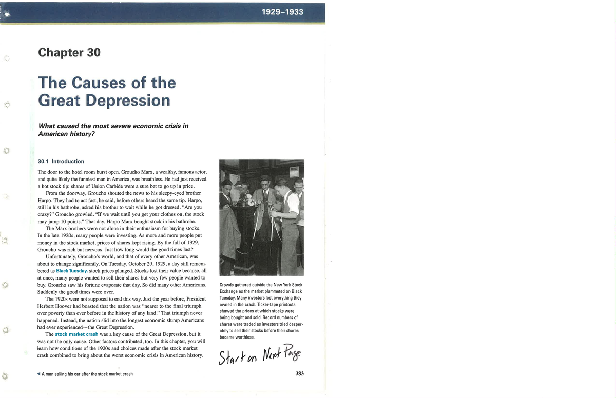 Causes of the Great Depression: Chapter 30 Overview & Analysis - Studocu