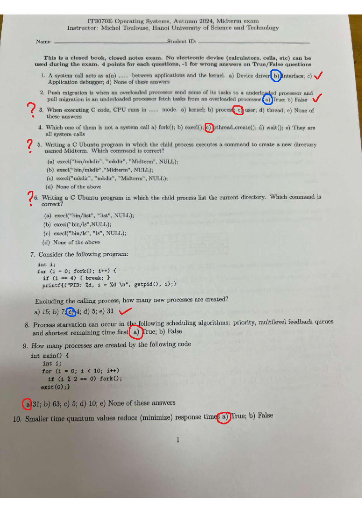 IT3070E Operating Systems Midterm Exam Review - Autumn 2024 - Studocu