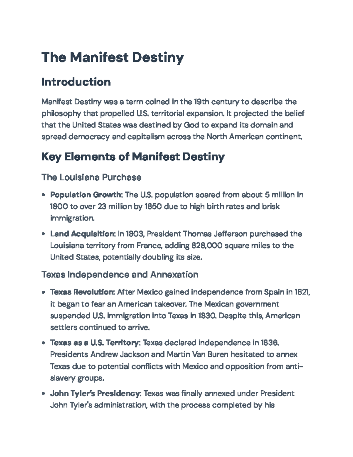 Manifest Destiny: U.S. Expansion and Its Historical Implications - The ...