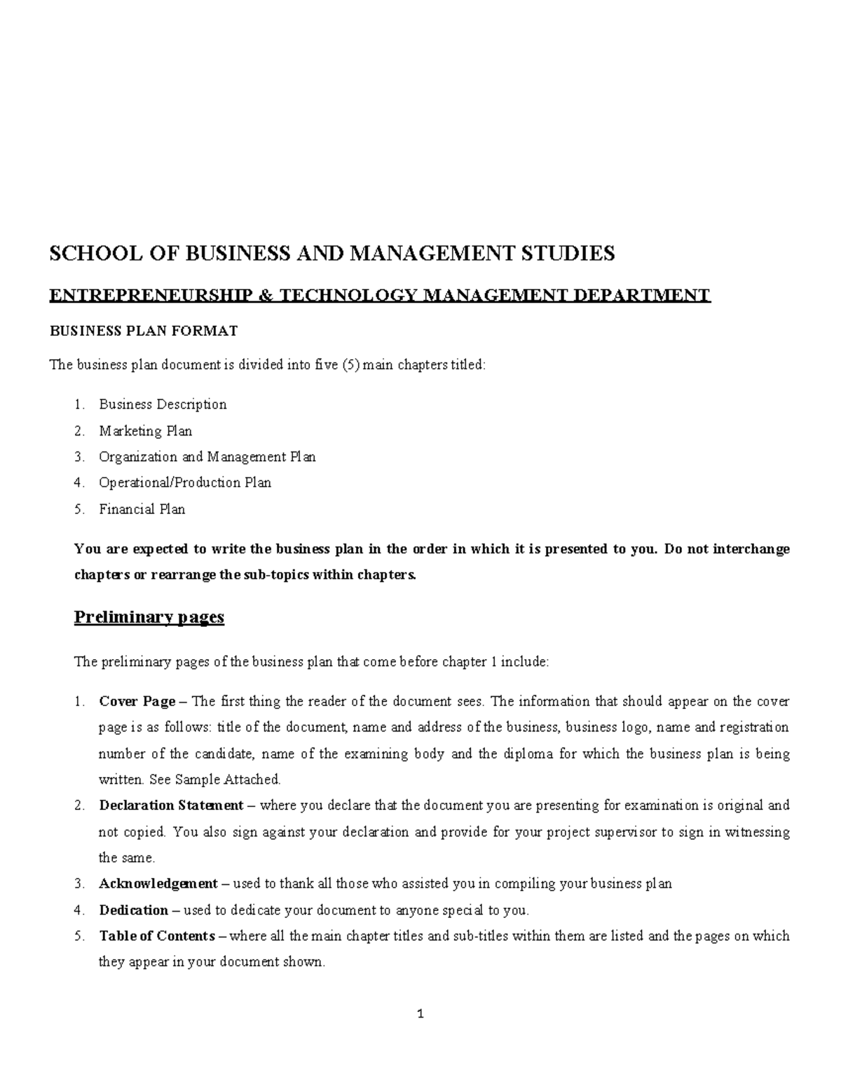 Business Plan Guidelines for Effective Entrepreneurship & Tech ...