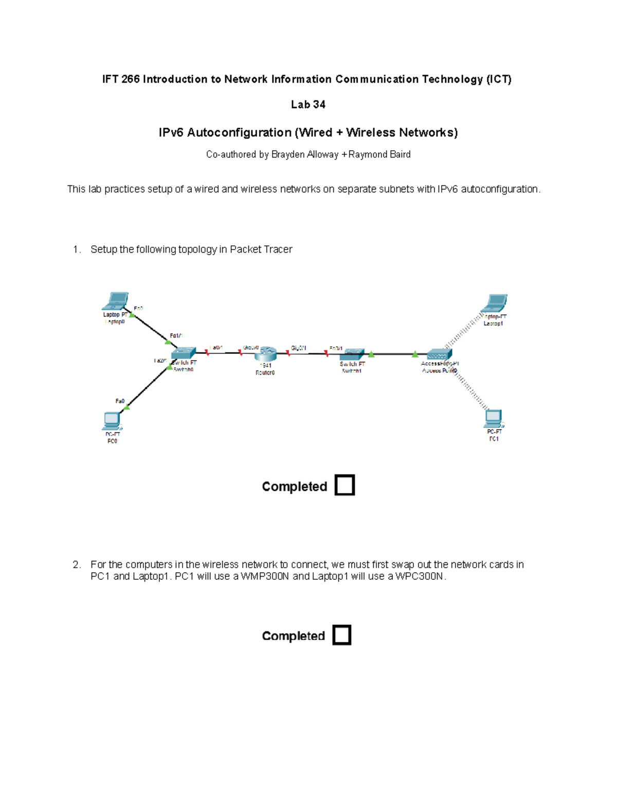 Lab 34 (IPv6 Auto Configuration) - IFT 266 Introduction to Network ...