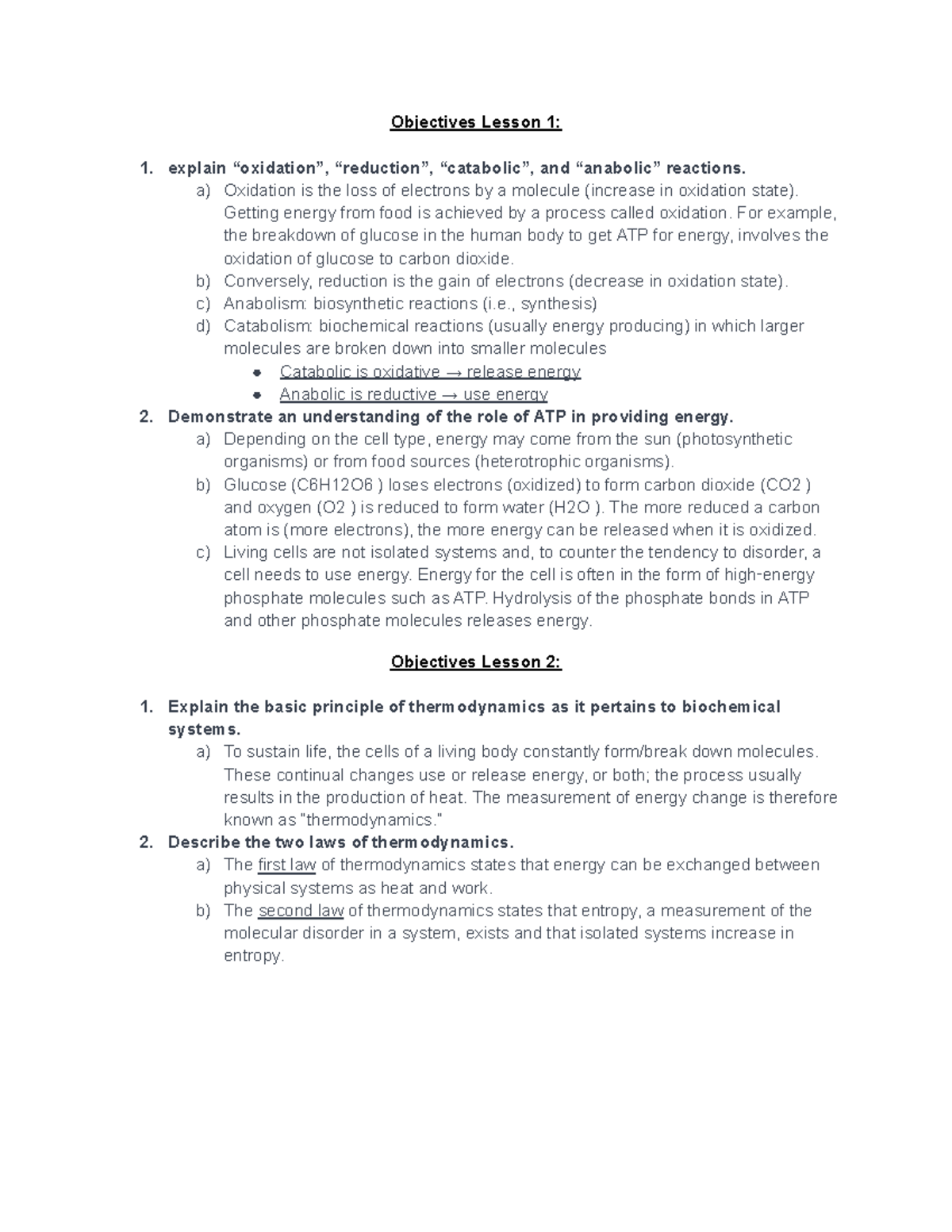CHEM301 - Chapter 2: Oxidation, Reduction, and Thermodynamics Notes ...