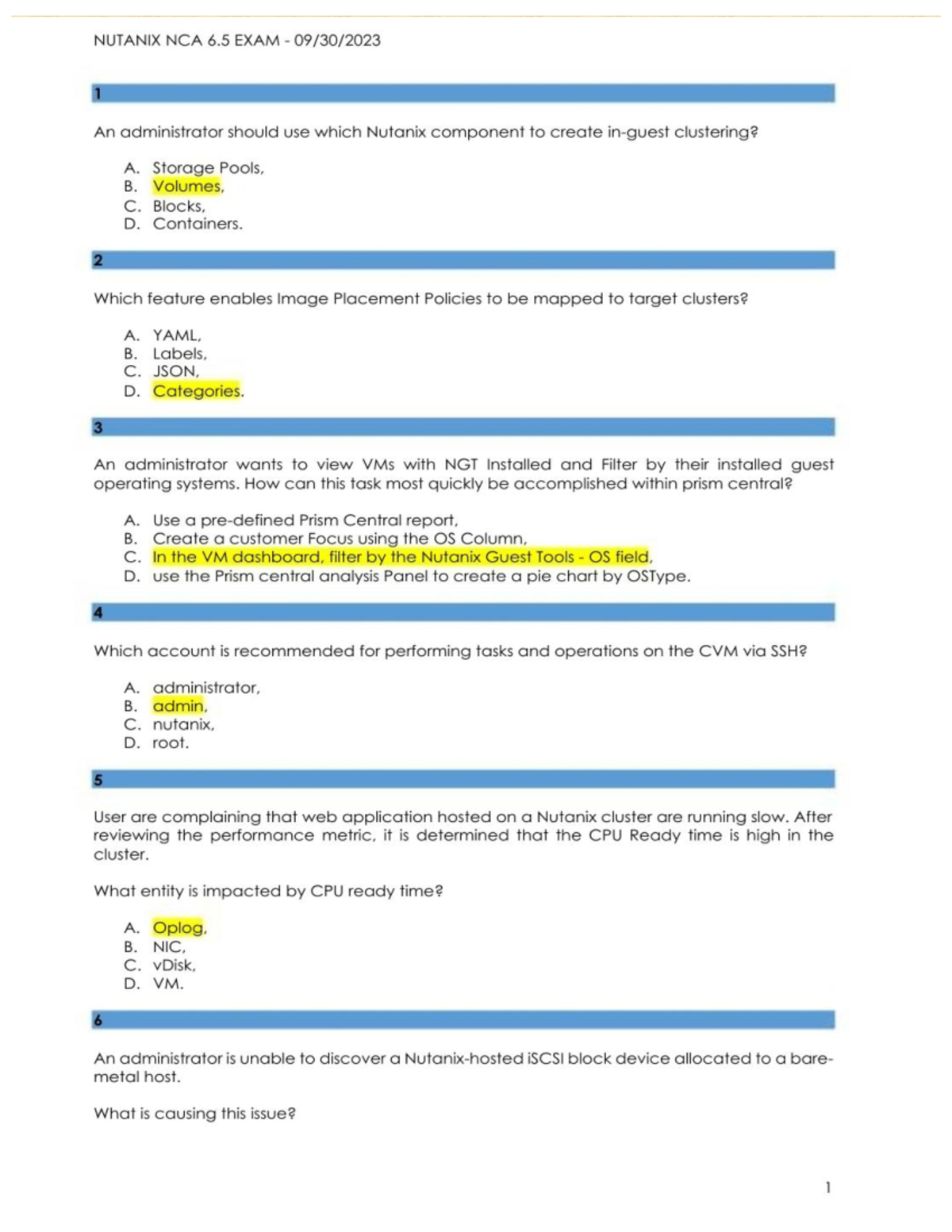 NUTANIX NCA 6 - Comprehensive Exam Review Guide - Studocu
