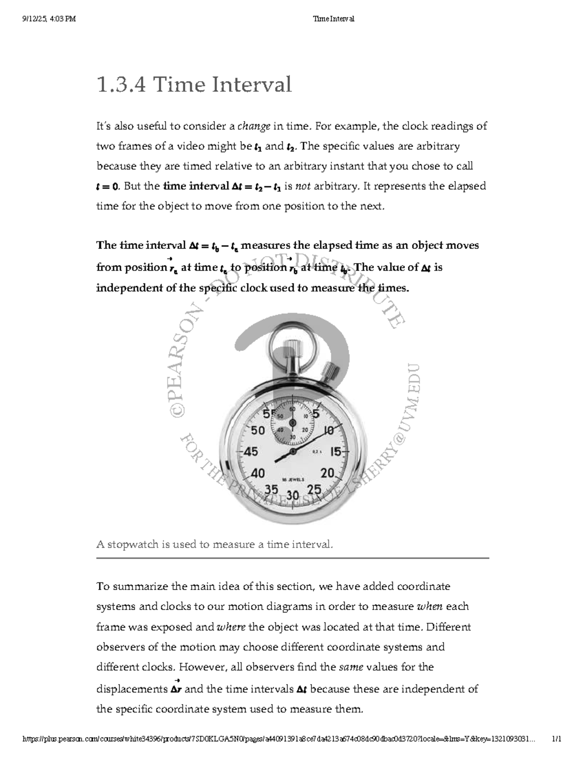 Understanding Time Intervals in Motion Analysis (Course Code: PE) - Studocu