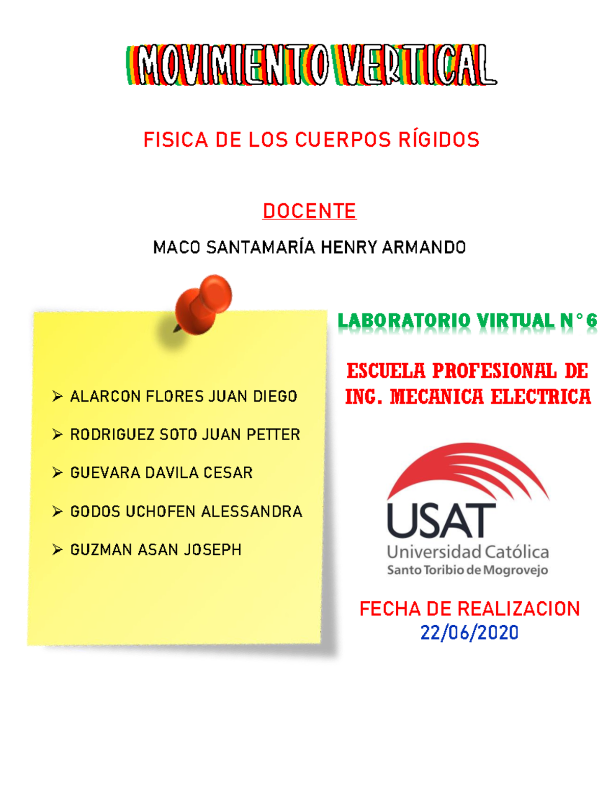 Práctica de laboratorio N°06 Virtual Movimiento Vertical - Warning: TT: undefined function: 32 ...