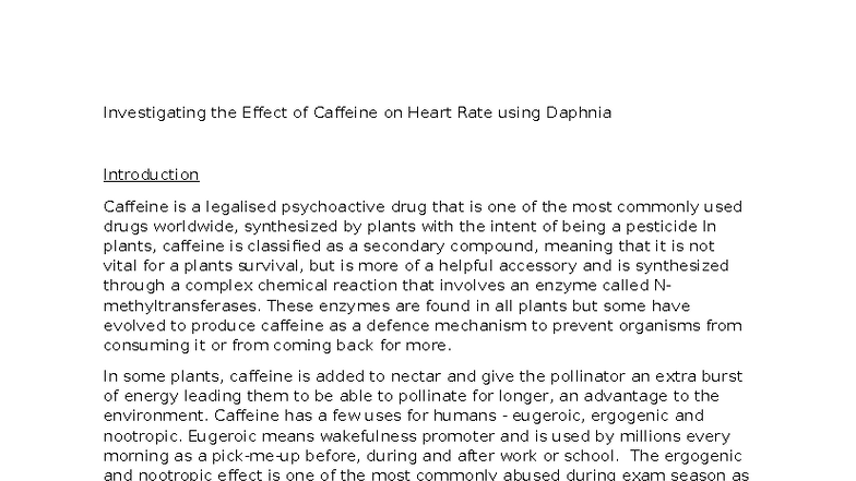 CPAC 1 - Investigating Caffeine's Impact on Daphnia Heart Rate - Studocu