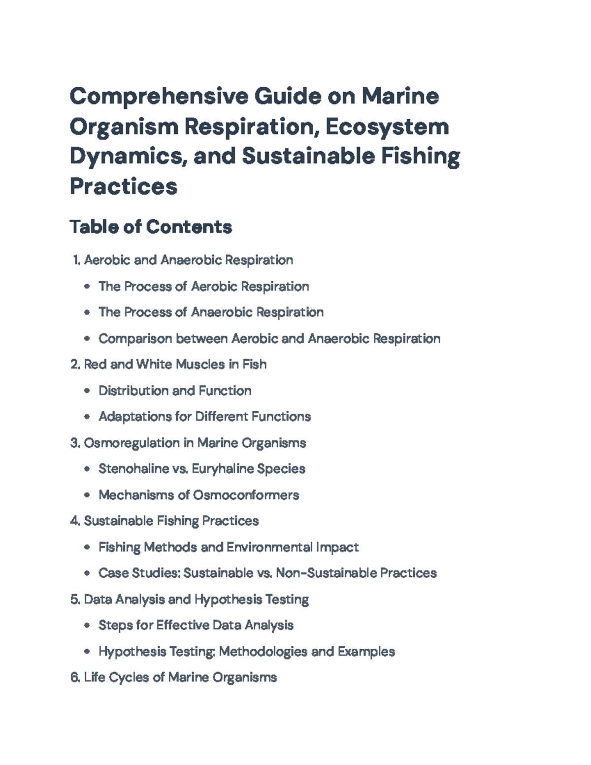 Marine Biology: Respiration, Ecosystems & Sustainable Practices Guide ...