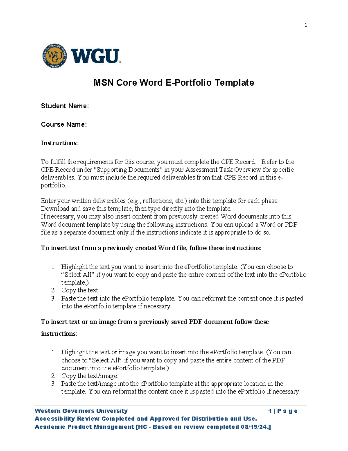 CPE Record Template for MSN Course: Nephritis & COPD Insights - Studocu