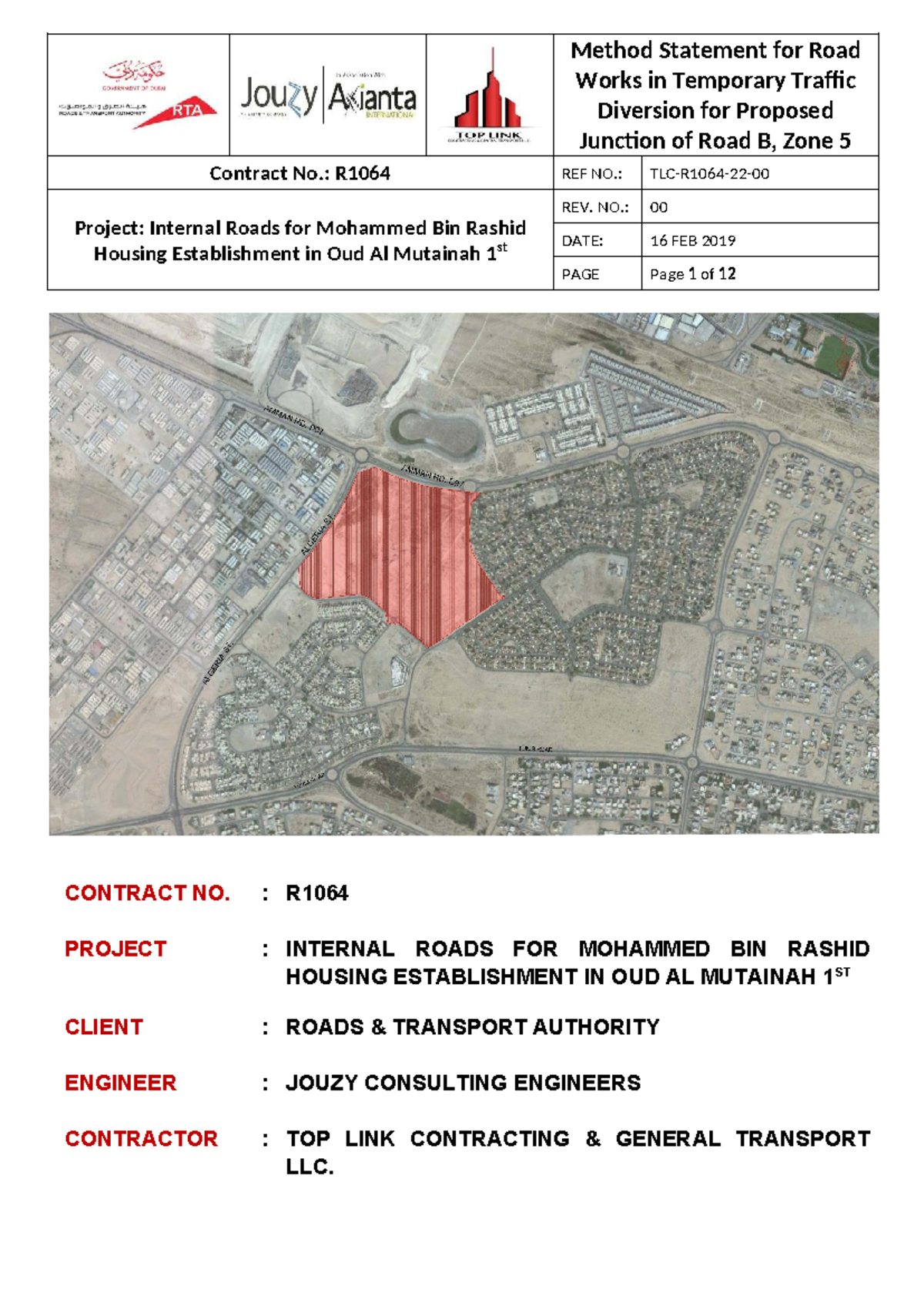 Method Statement for Road Works in Traffic Diversion - R1064 - Studocu
