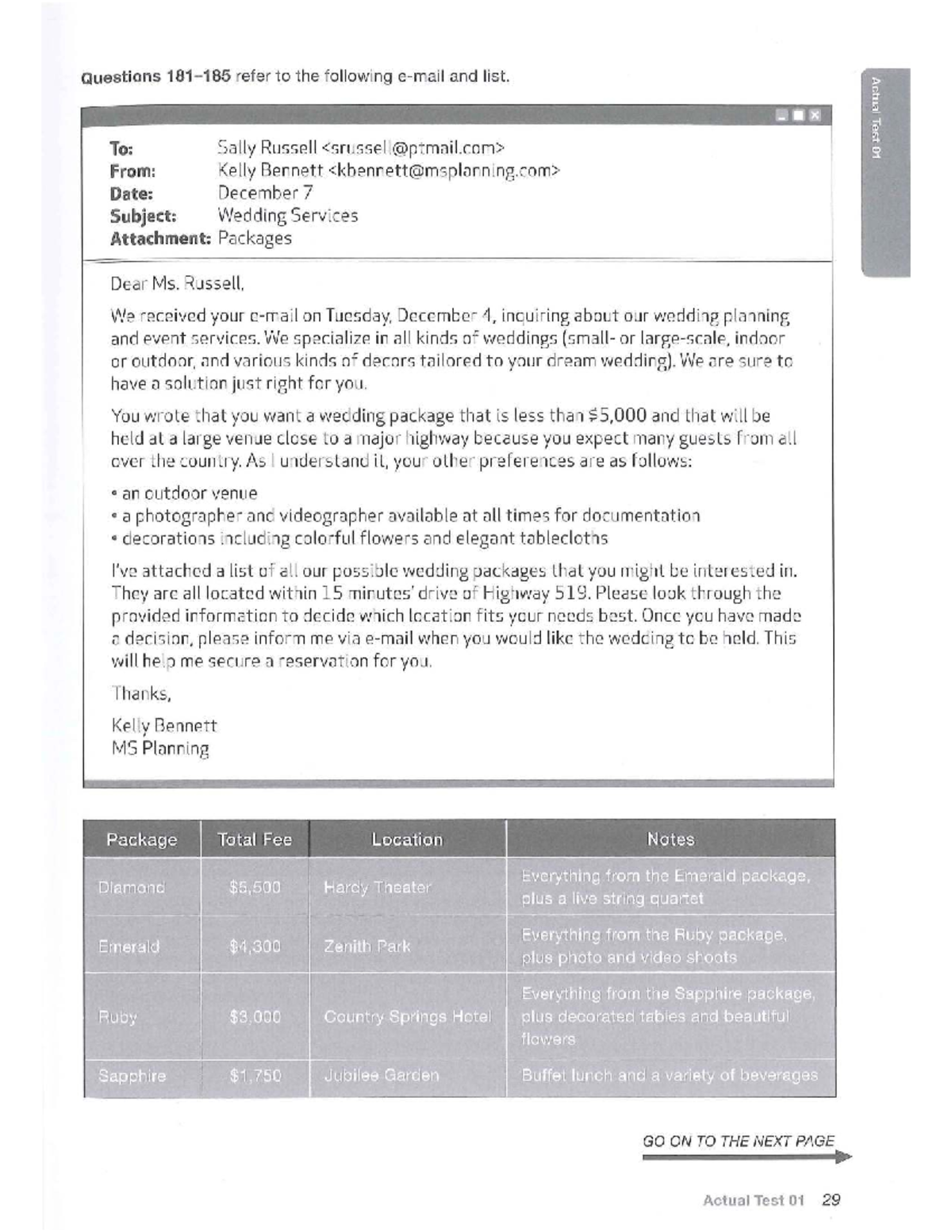 TOEIC Part 7 Practice: Wedding & Harvest Services Questions - Studocu