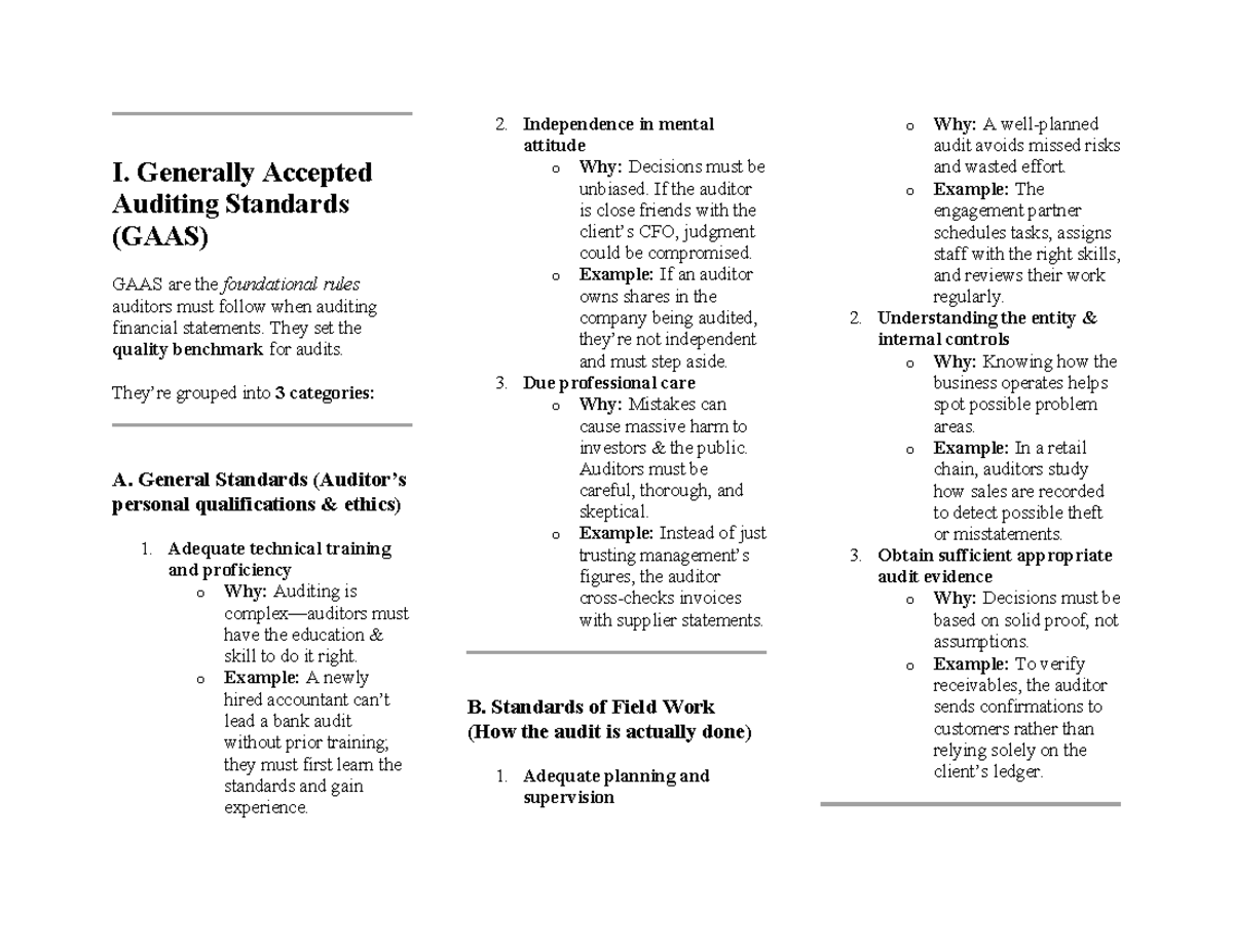 Aud Theo 2 - GAAS and PSQC Overview: Key Standards and Principles - Studocu