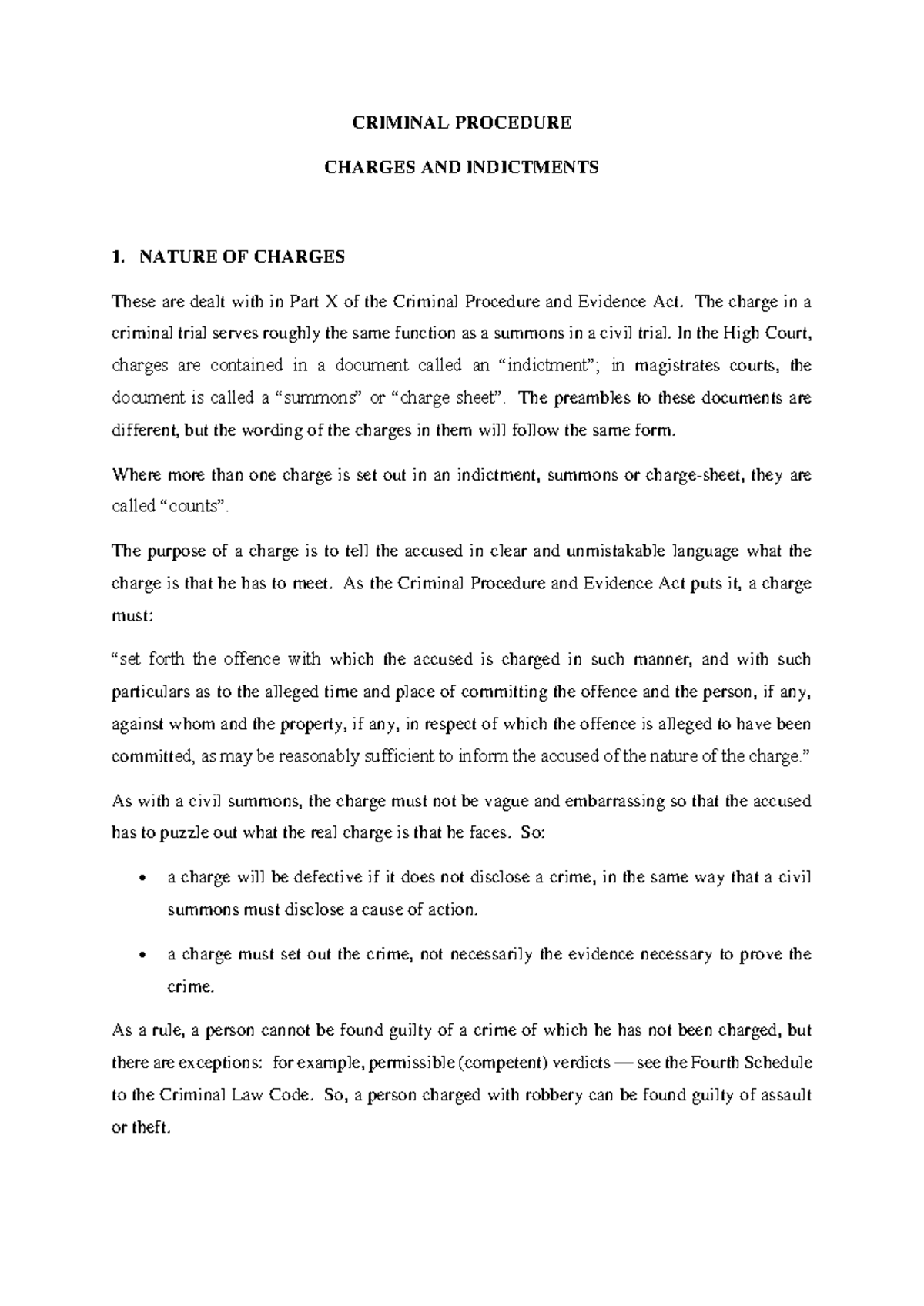 Criminal Procedure: Understanding Charges and Indictments in Law - Studocu