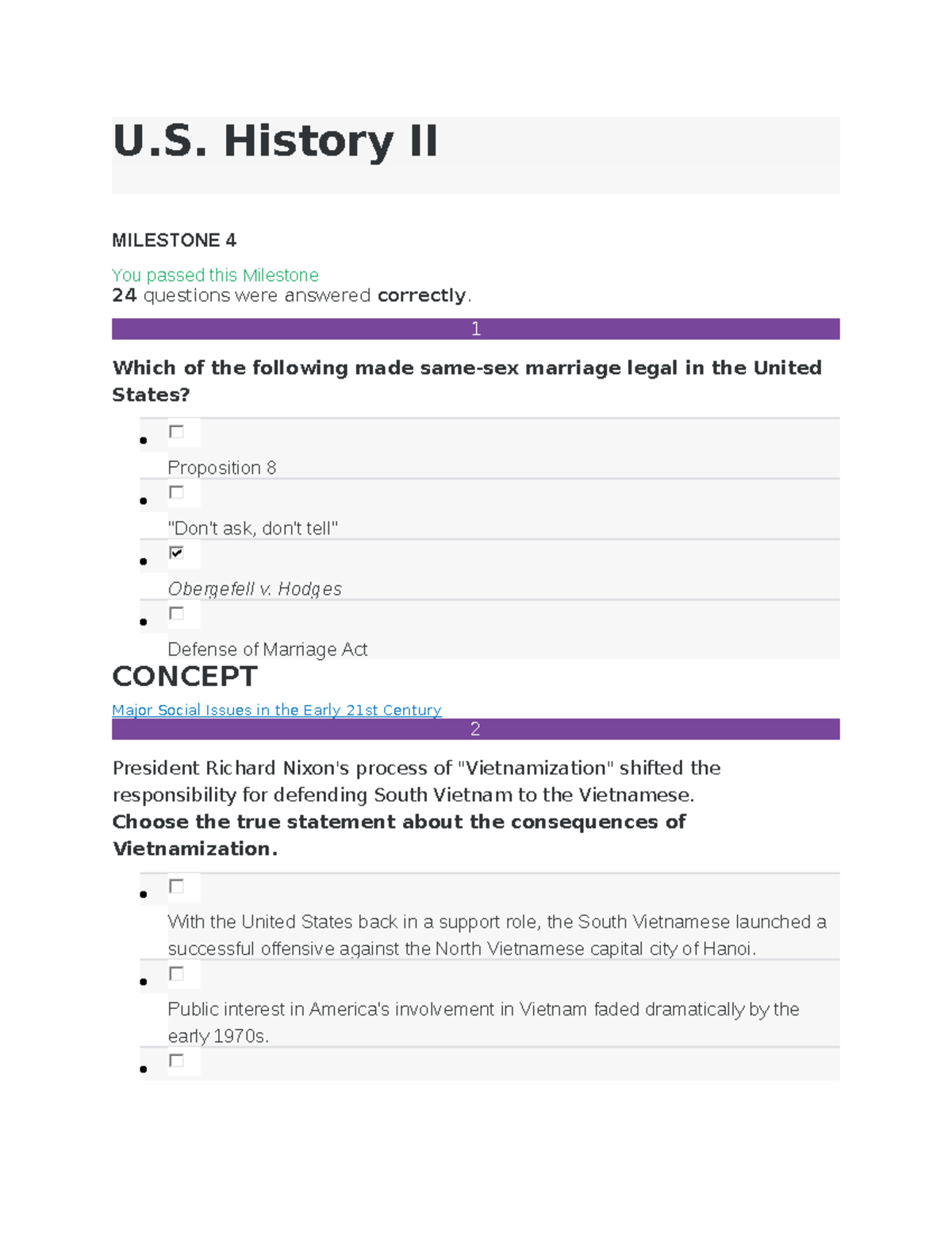 US History II: Milestone 4 Study Guide and Review Questions - Studocu