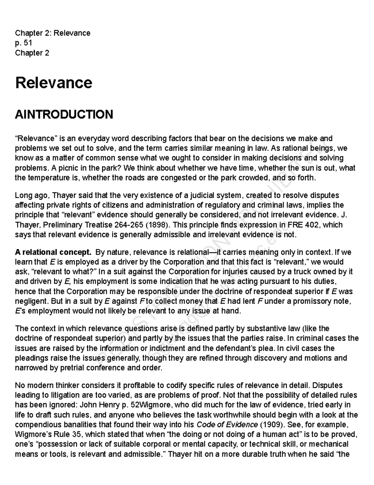 Chapter 2: Relevance in Judicial Evidence (FRE Rules Analysis) - Studocu