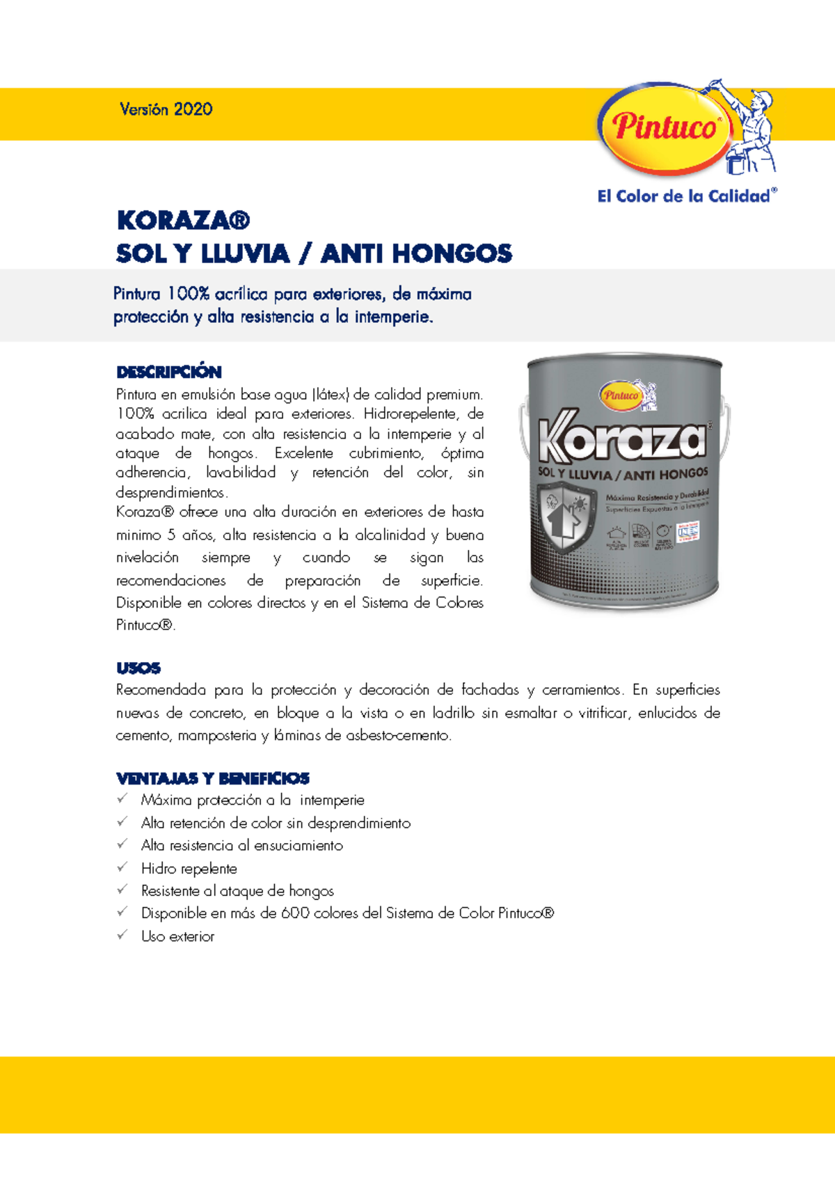Ficha Técnica de Pintura KORAZA® para Exteriores - Alta Resistencia ...