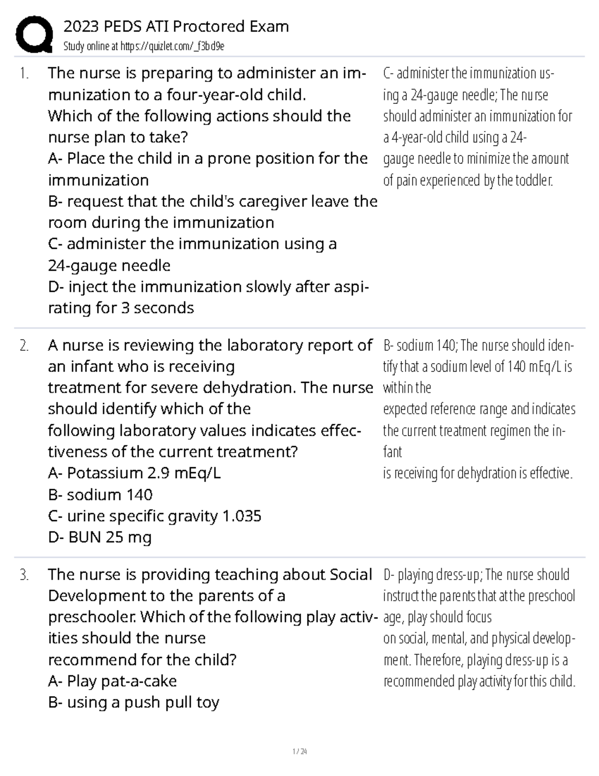 2023 PEDS ATI Proctored Exam Study Guide and Review Notes - Studocu