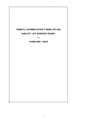 Grade 11 LIFE Sciences Remote learning booklet - Terms 1 - 4 - k REMOTE ...