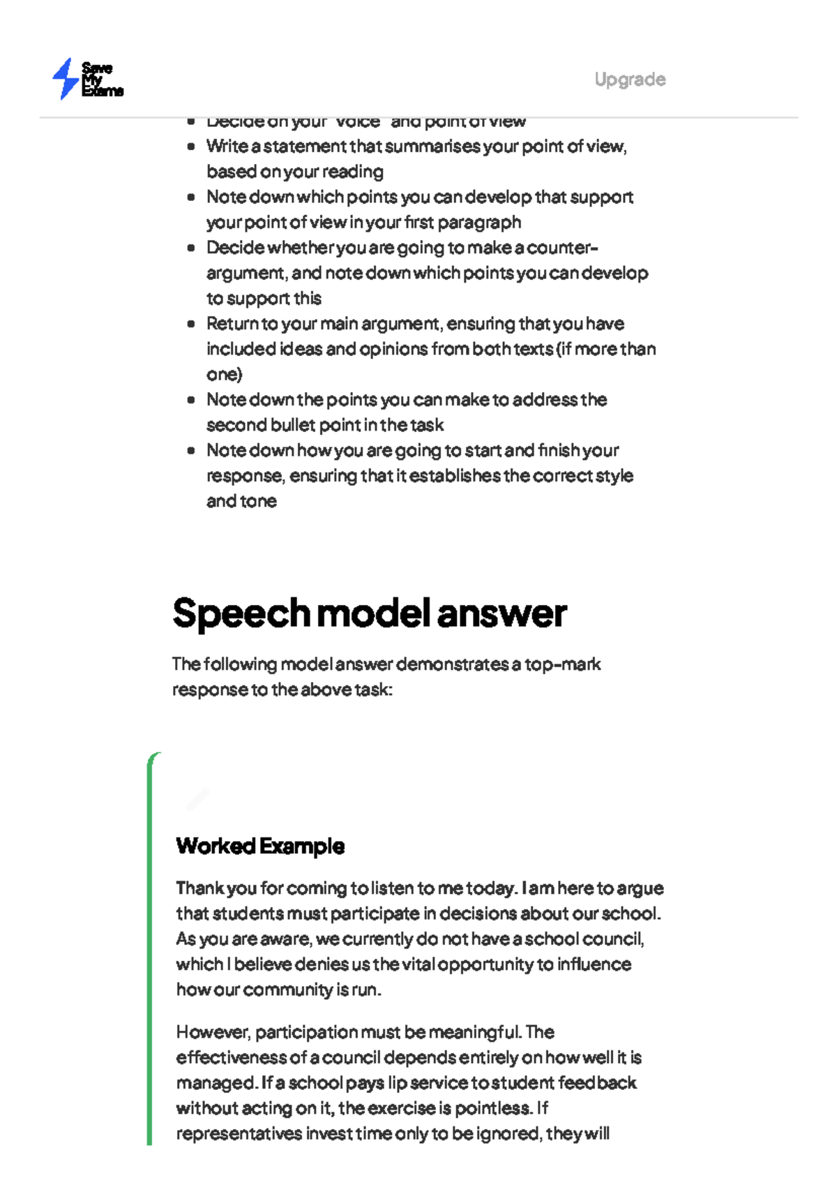 Question 1 Model Answer Speech - CIE IGCSE English Language Revision ...