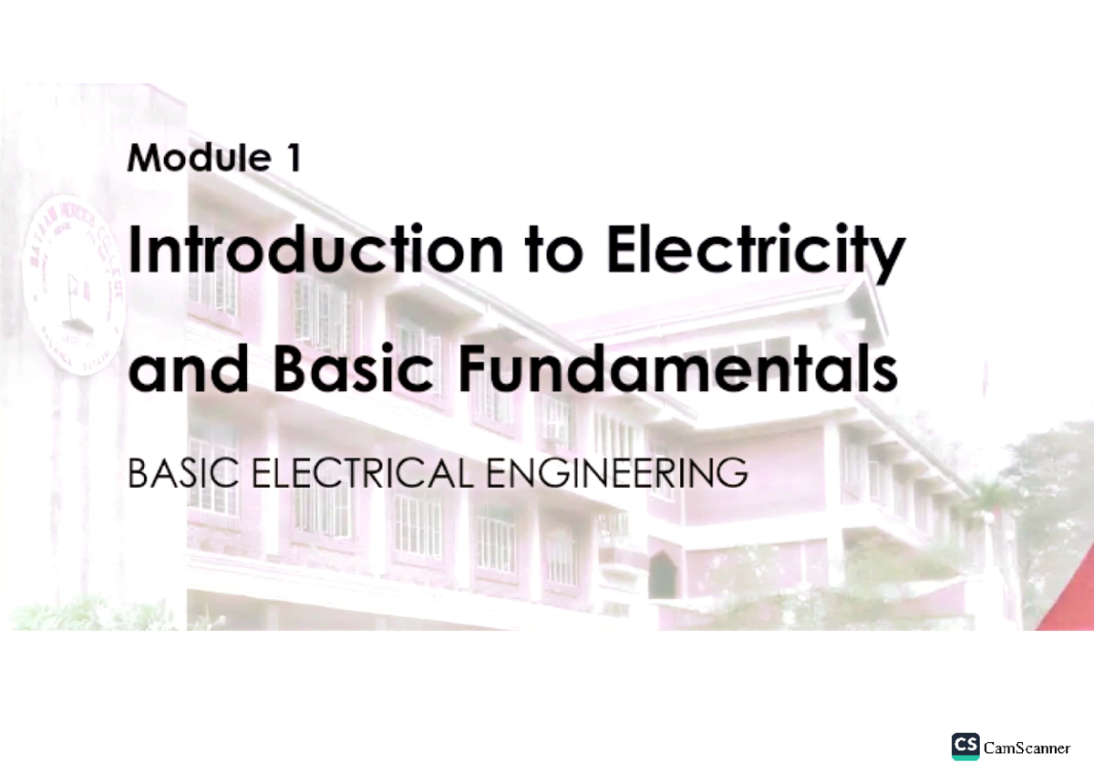 BASIC ELECTRICAL ENGINEERING (EE101) Module 1: Intro to Electricity & - Studocu