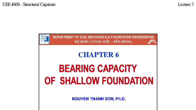 Chapter 6 - Bearing Capacity of Shallow Foundation - DEPARTMENT OF SOIL ...