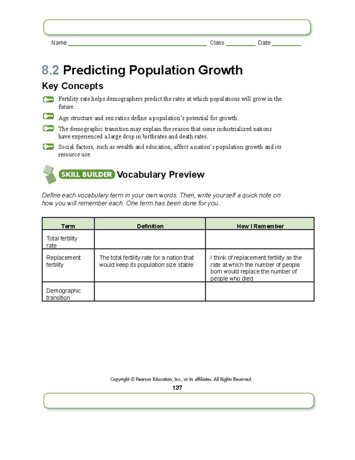 Worksheet 8: Predicting Population Growth Concepts & Strategies - Studocu