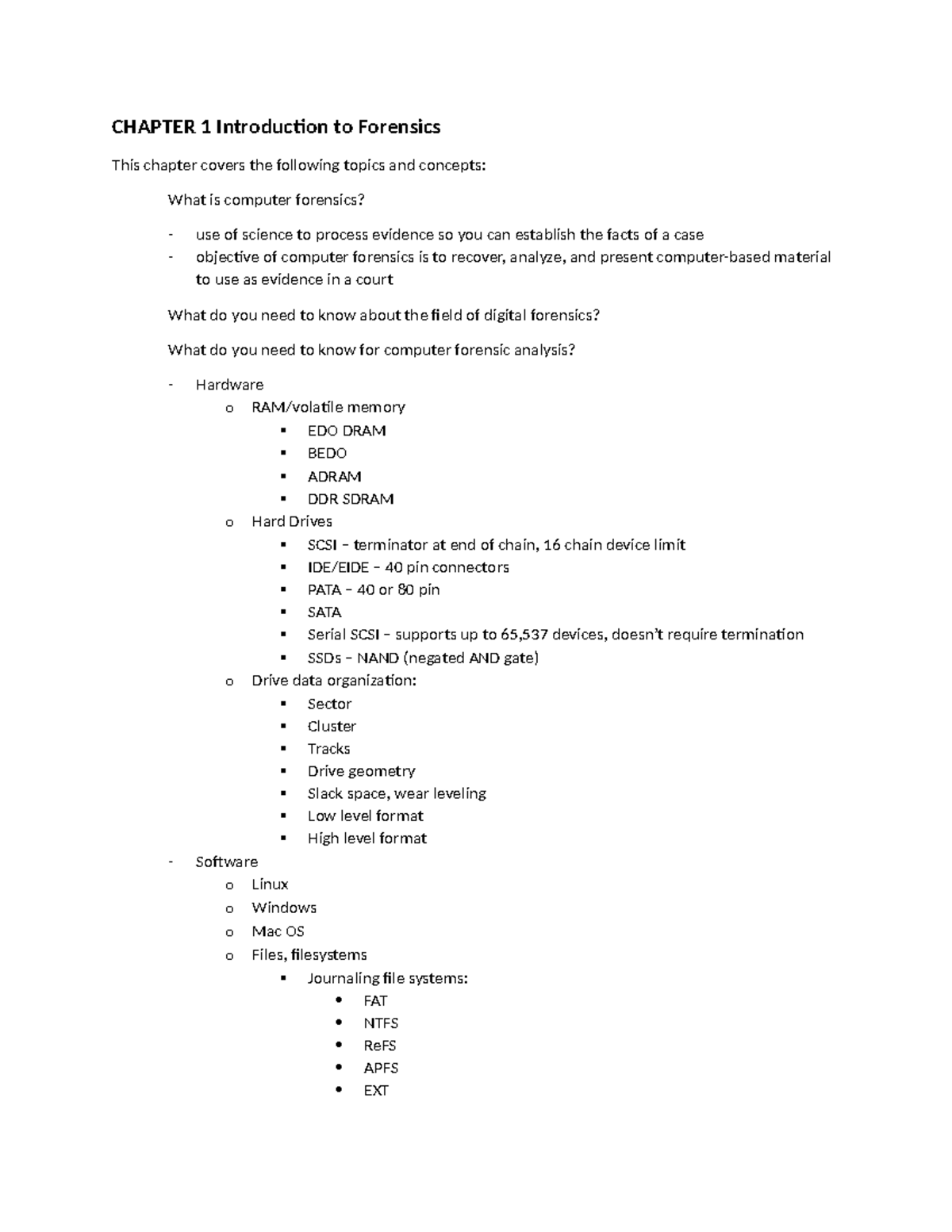 Chapter 1 Introduction To Forensics Chapter 1 Introduction To