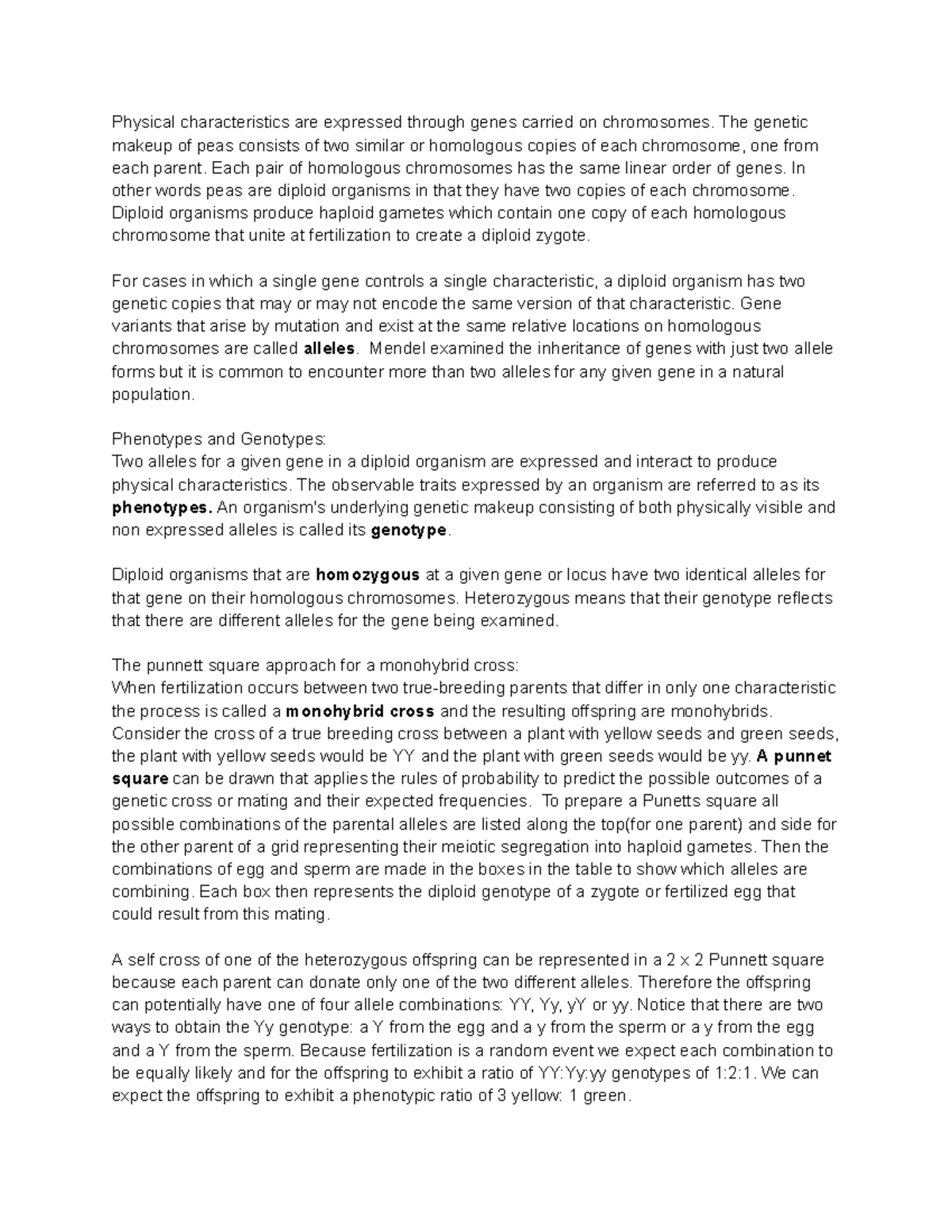 Understanding Mendelian Genetics: Monohybrid Crosses & Alleles - Studocu