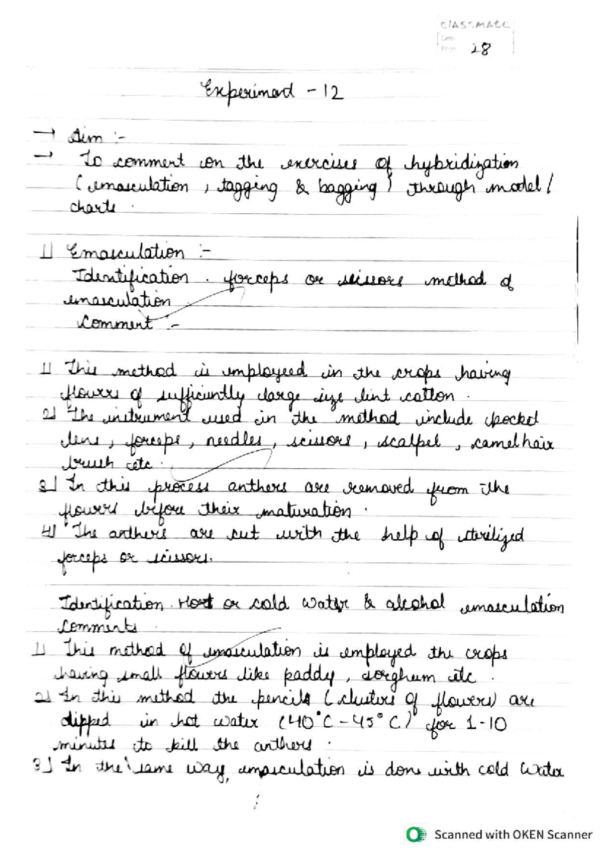 Exp 12 - Hybridization Chart Exercises & Emasculation Methods - Studocu