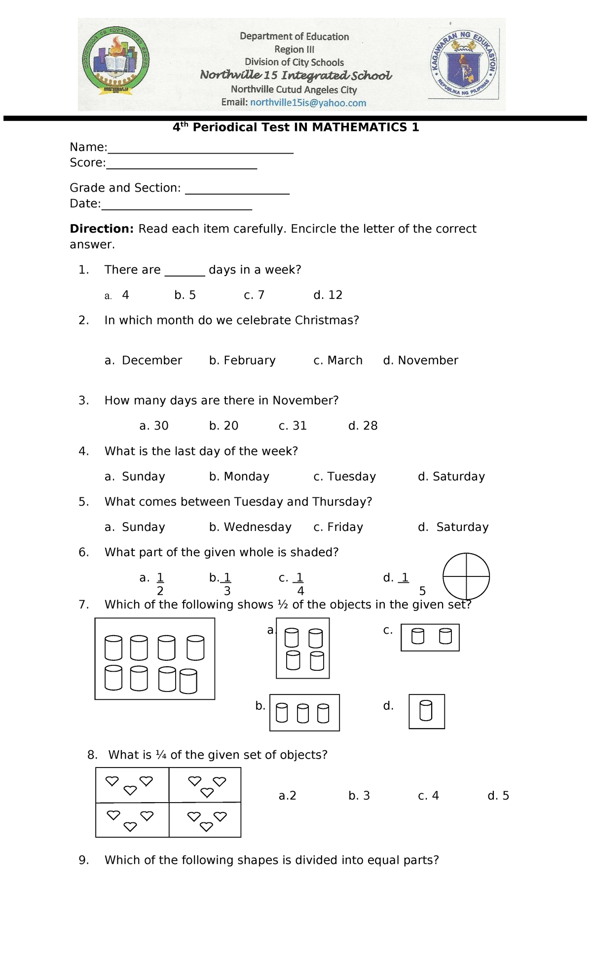 Mathematics 1 - 4th Periodical Test Reviewer - Studocu