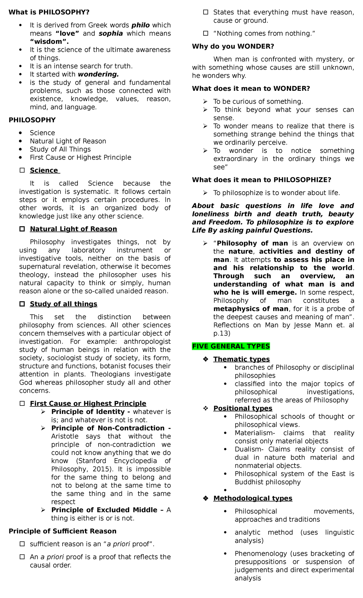 PHIL 101: Philosophy Overview and Key Concepts Reviewer - Studocu
