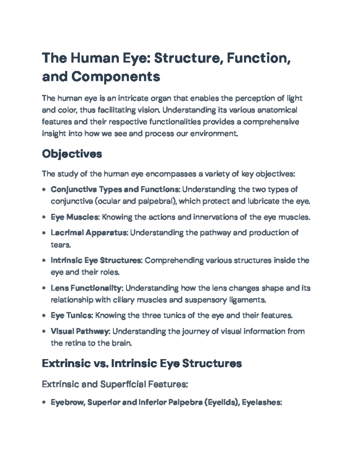 The Human Eye: Anatomy, Function, and Visual Pathways - The Human Eye ...