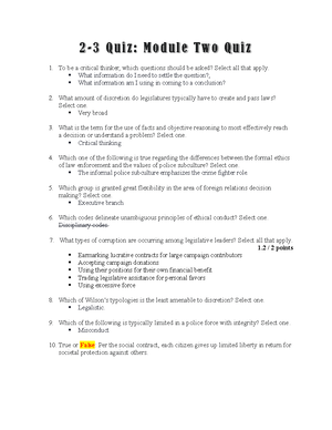 1-3 Quiz- Module One Quiz - 1 - 3 Quiz: Module One Quiz Question 1 2 / ...