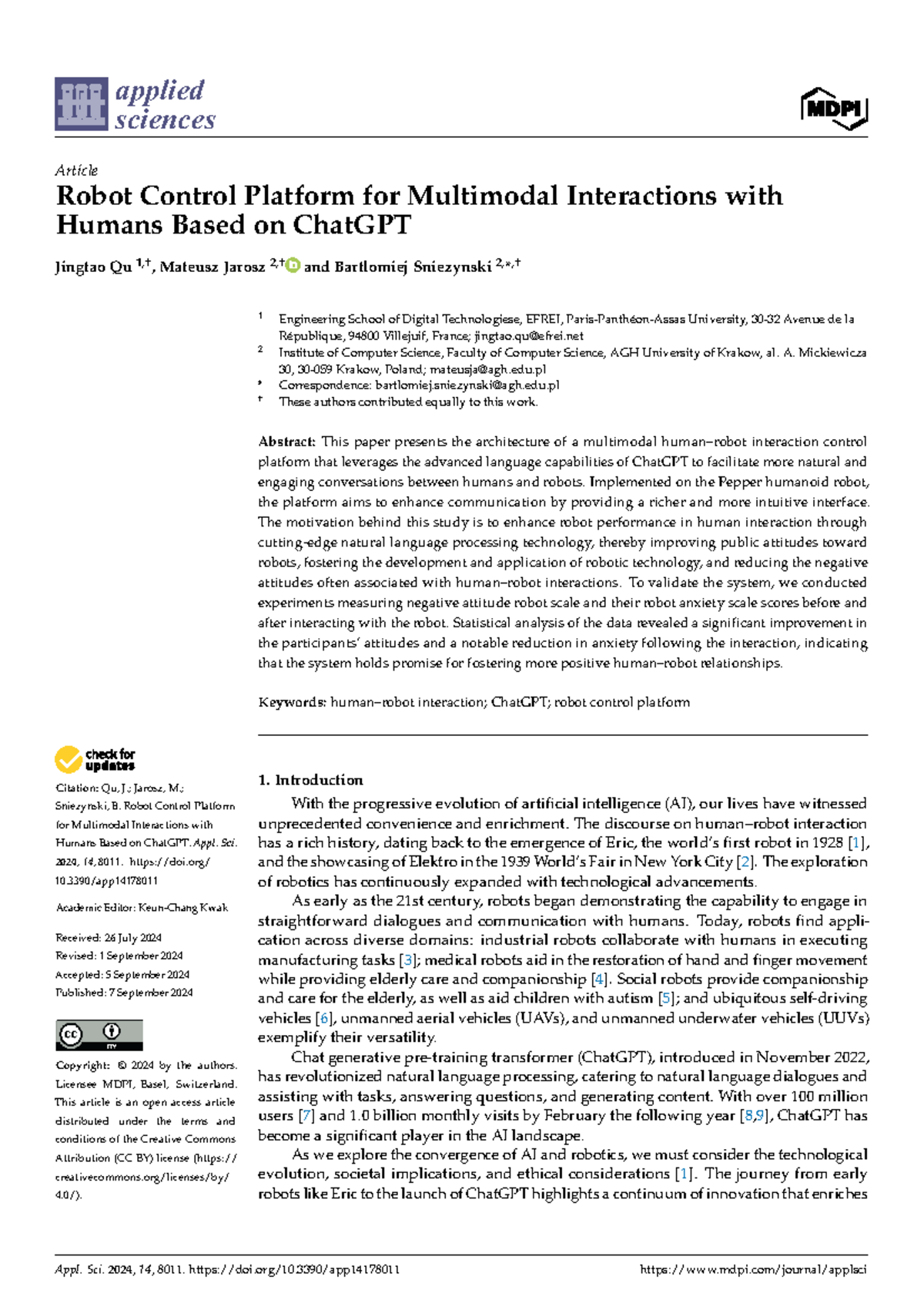 Robot Control Platform for Multimodal Human Interaction Using ChatGPT - Studocu