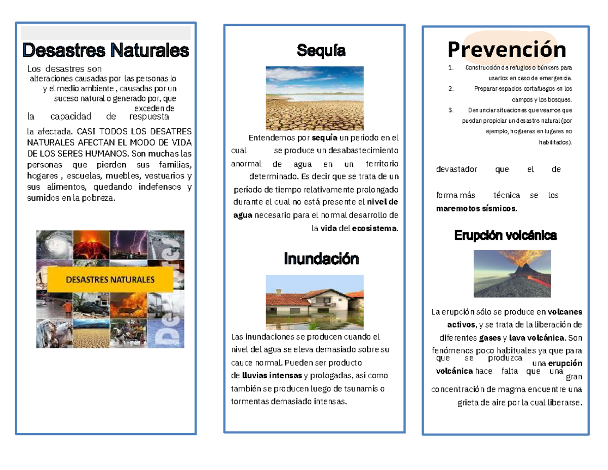 Tríptico de desastres naturales - Las inundaciones se producen cuando ...