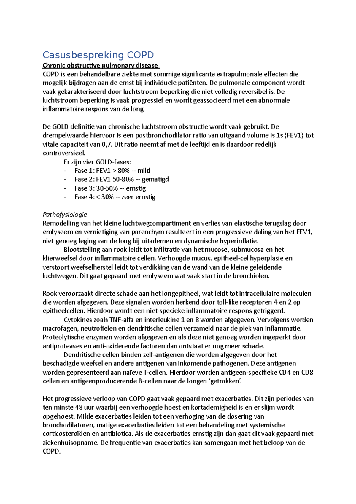 Casusbespreking COPD - Uitgebreide Werkcolleges over Behandeling en ...