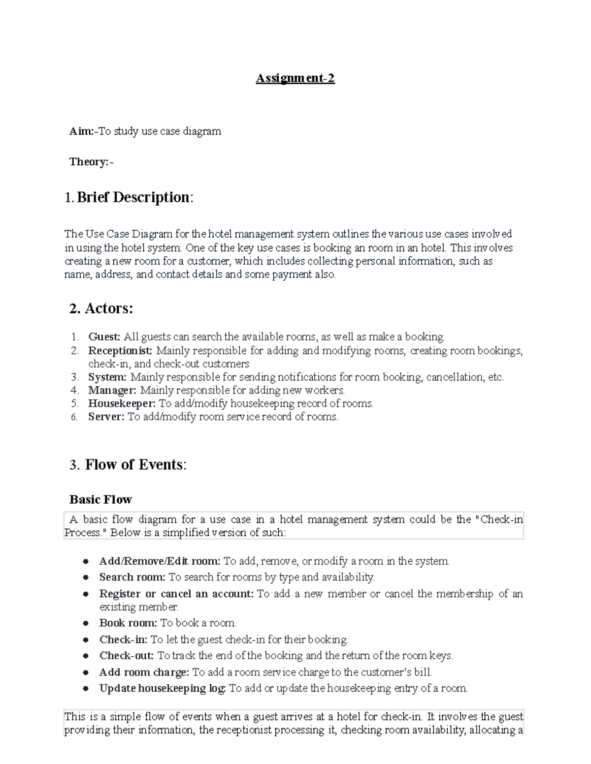 SE Practical 2: Use Case Diagram for Hotel Management System - Studocu