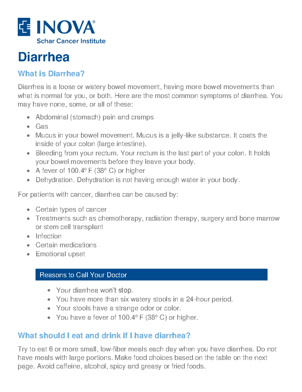 Dietary Management of Diarrhea: Guidelines for Patients (MED 101) - Studocu
