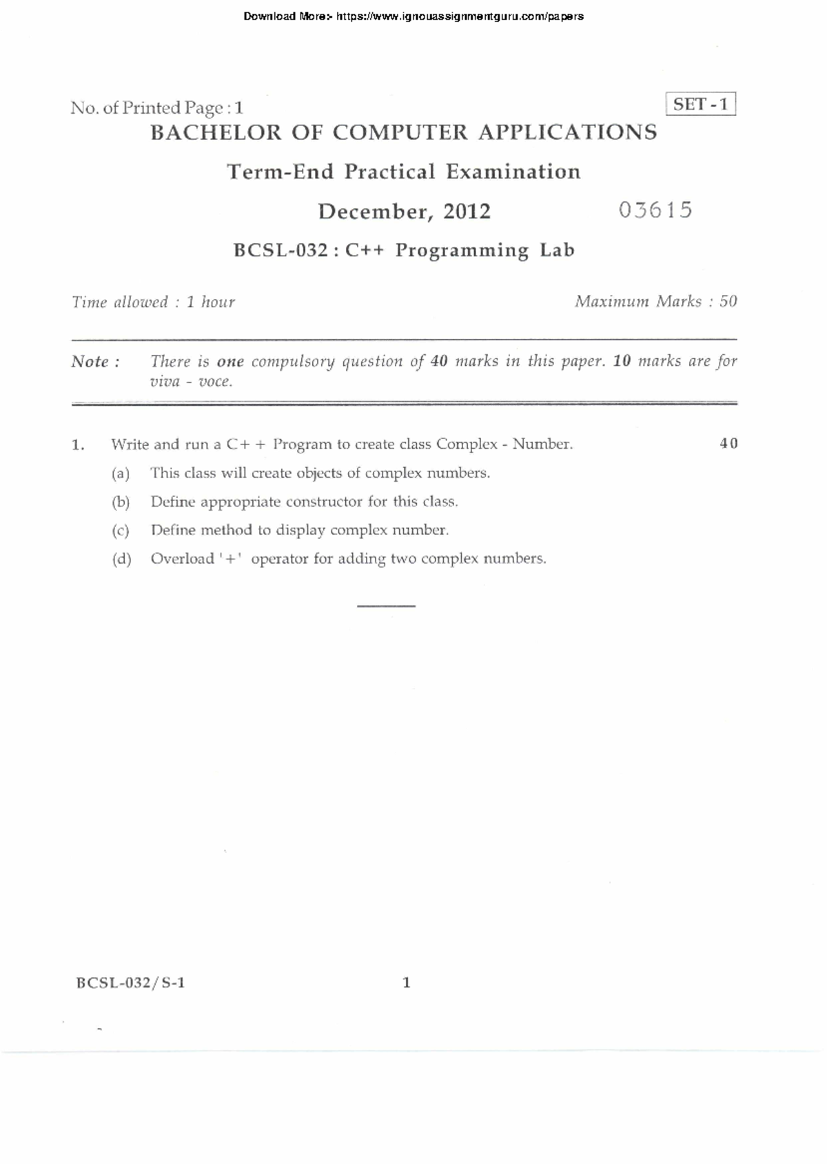 BCSL 032 previous year question papers by ignouassignmentguru - No. of ...